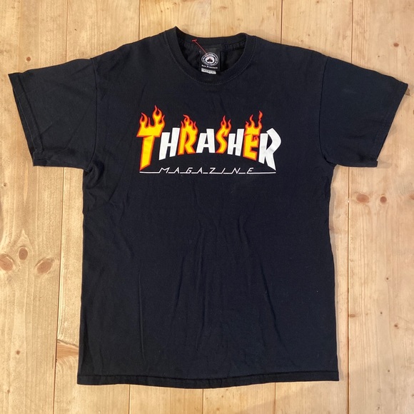 Thrasher | Shirts | Authentic Rare Thrasher Magazine Mens Flaming Flame ...